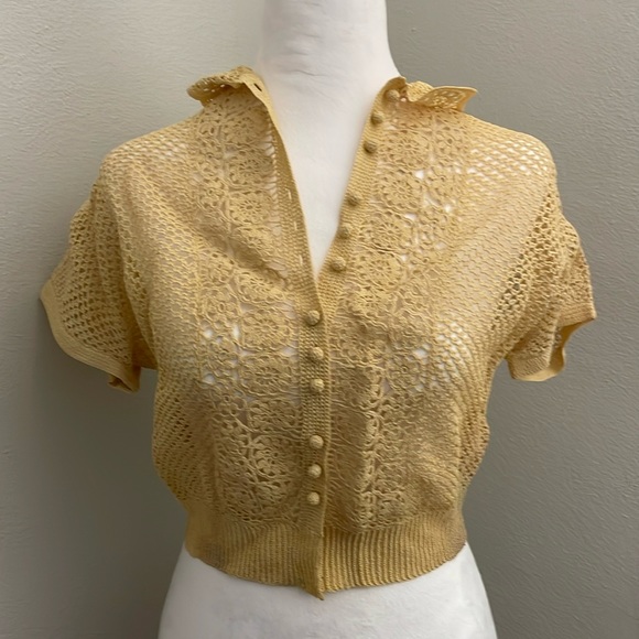 Tops | Vintage Lace Cardigan Top With Hidden Closures | Poshmark
